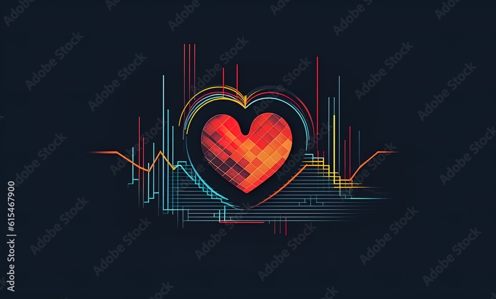 Abstract heartbeat or cardiogram in the form of a line, dot and polygon ...