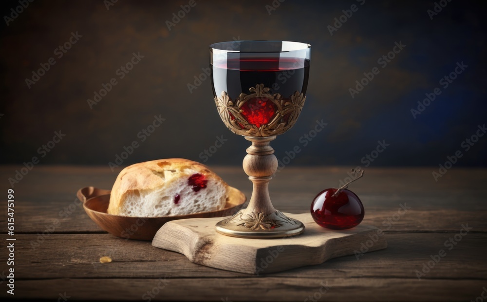 Holy communion on wooden table on church.Taking holy Communion Stock ...
