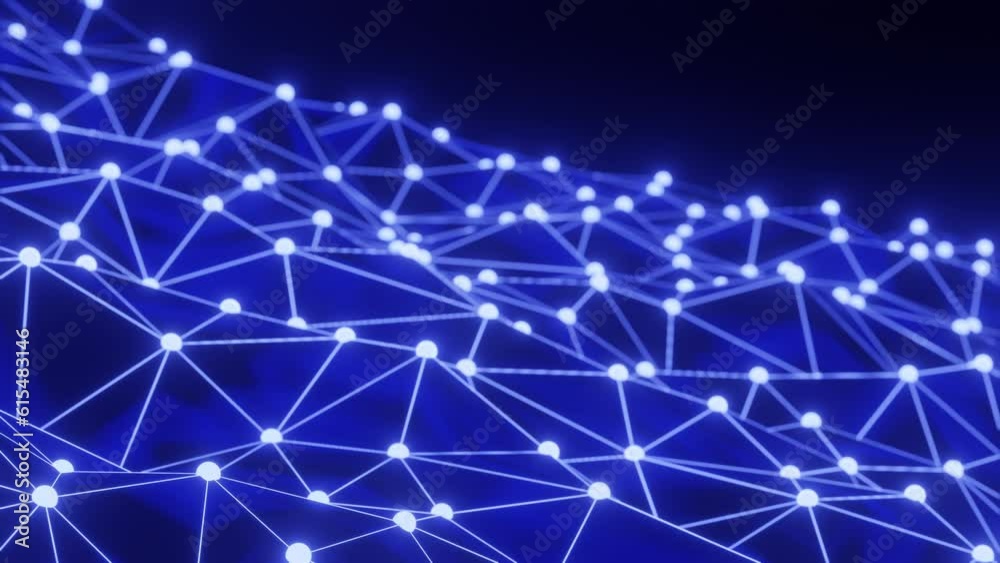 Abstract digital plexus style loopable animation. Futuristic digital blue particles wave ...