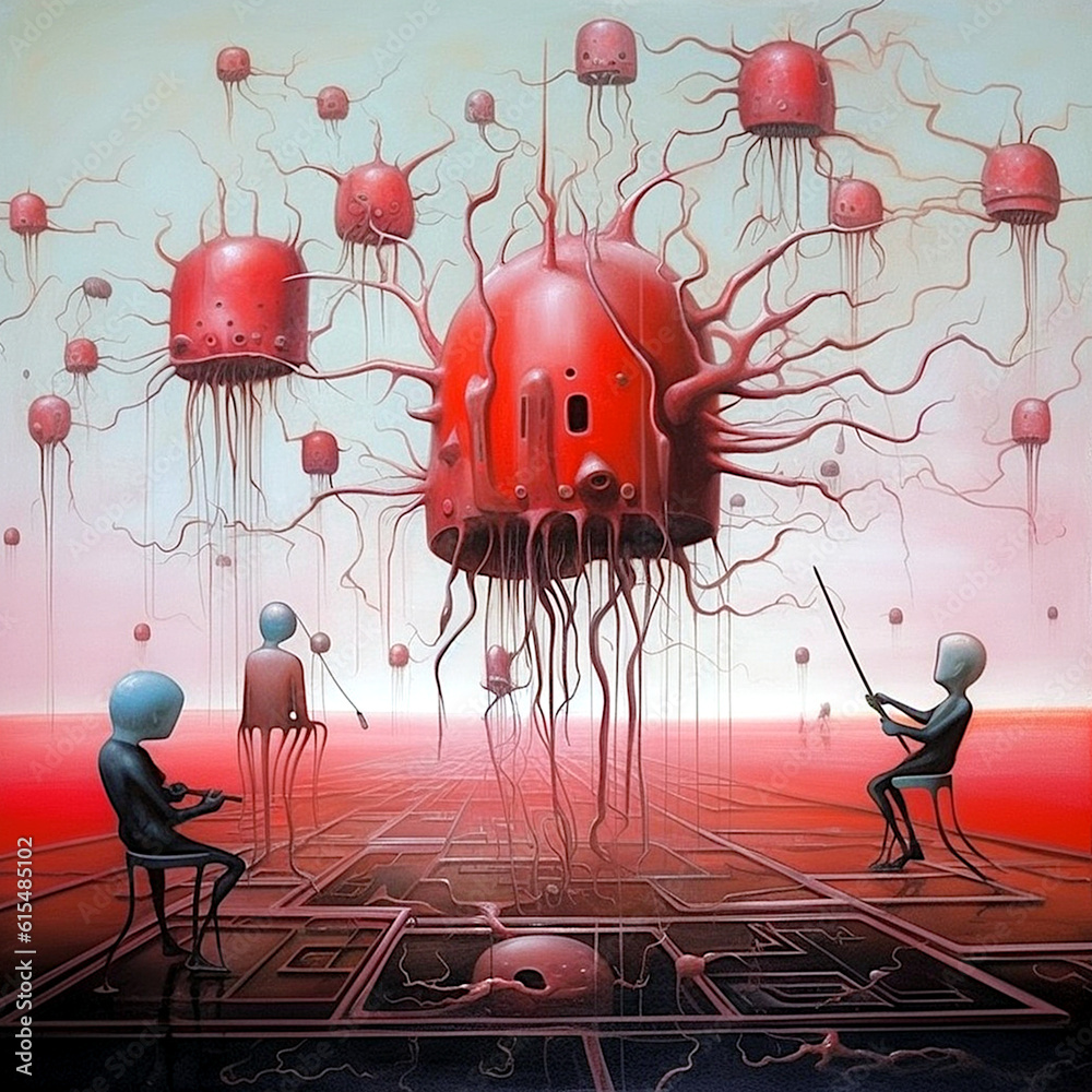 Surreal picture, fantasy. Brain, neuron connections in the brain ...
