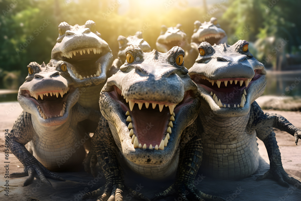 funny crocodiles making selfies ai generated art Stock Illustration ...