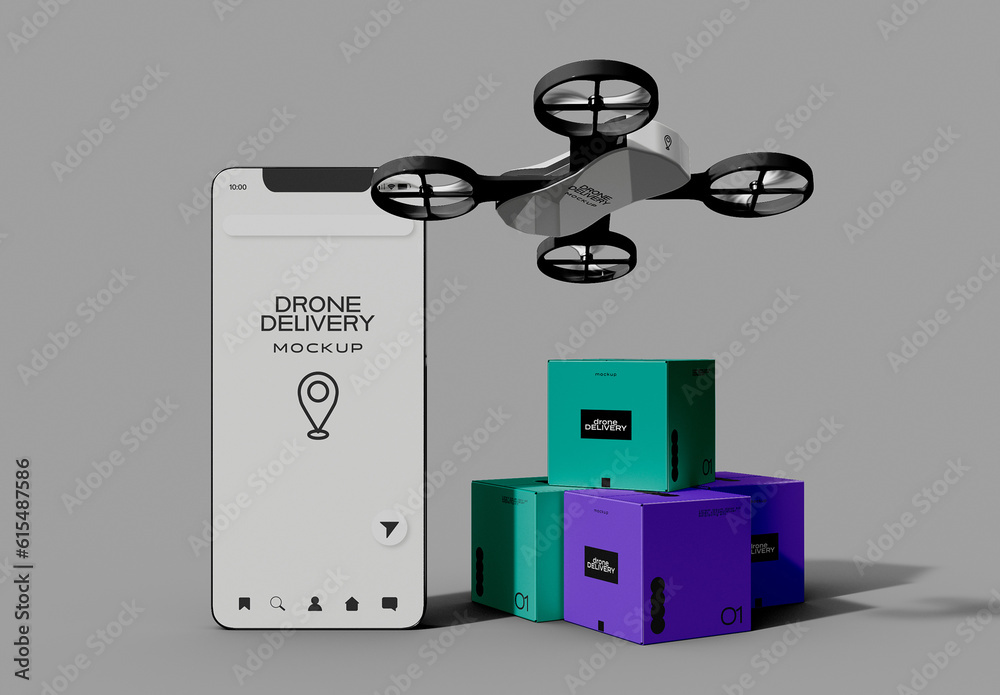 Drone Delivery App Designs Mockup Stock Template | Adobe Stock