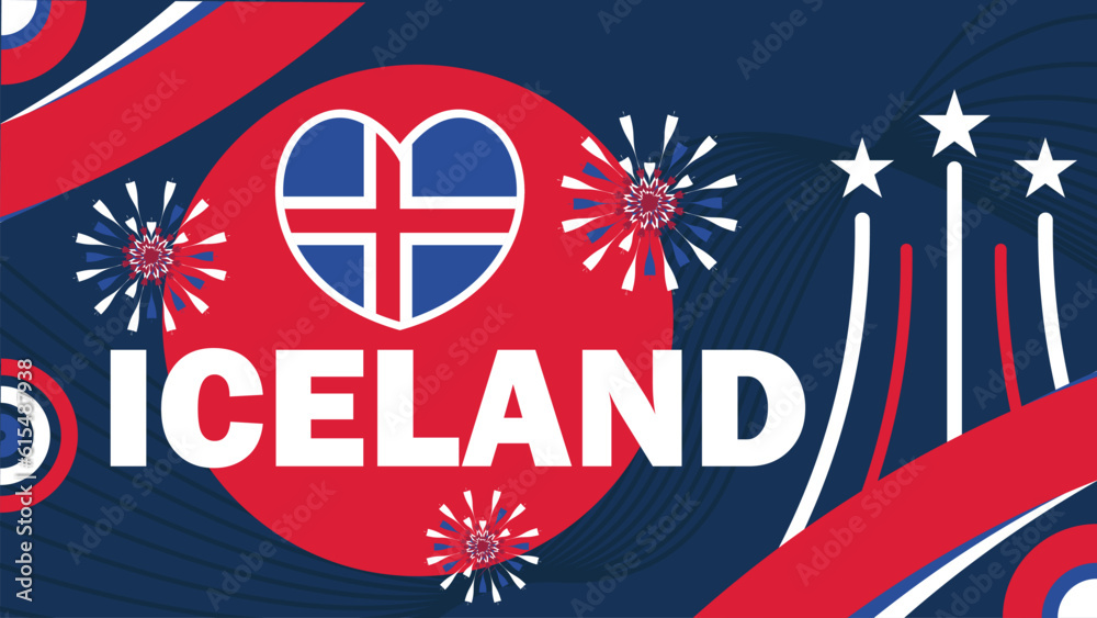 Iceland modern vector banner design for celebrating national day ...