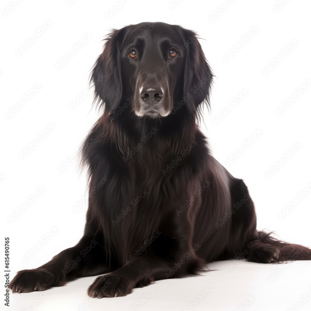 Flat-Coated Retriever dog isolated on white background. Generative AI ...