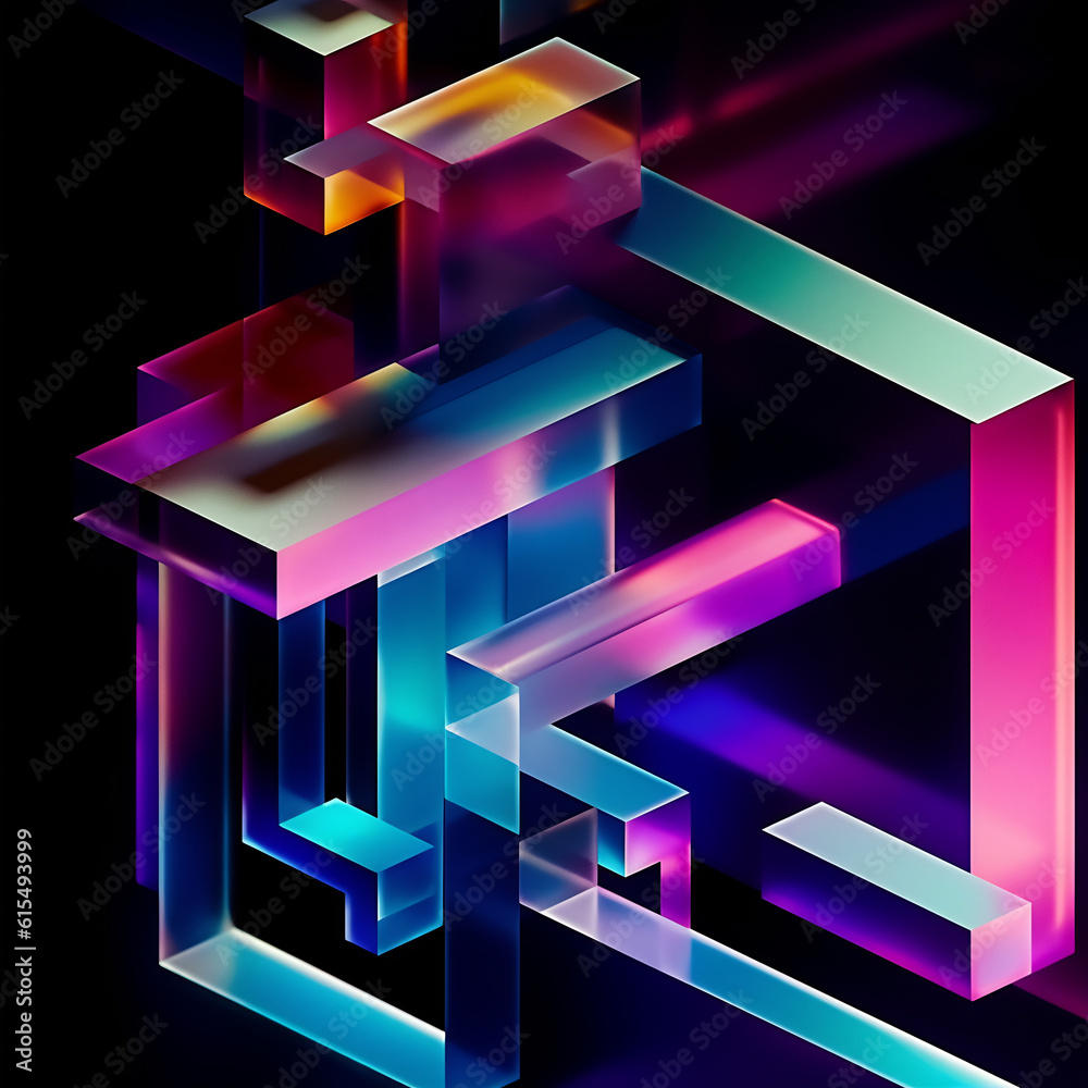 Generative AI abstract illustration of geometric shapes and structures ...