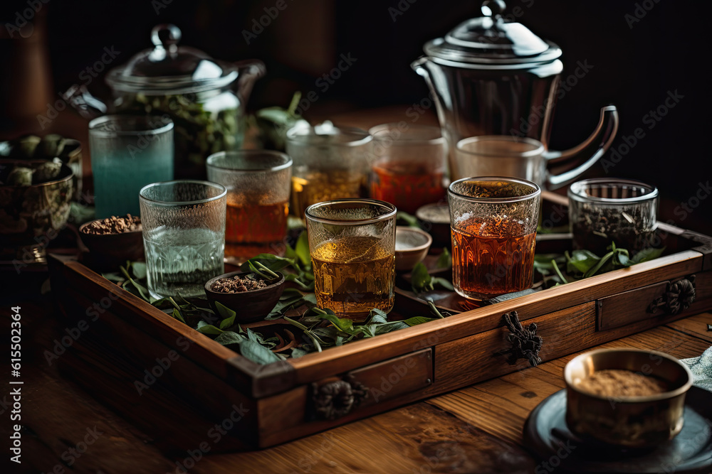 Generative AI illustration of tea ceremony with tasty aromatic herbal ...