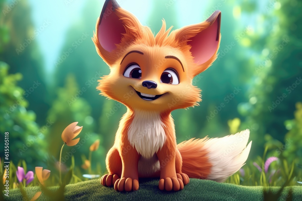 3D Cartoon Fox Character in Children's Animation Style generative AI ...