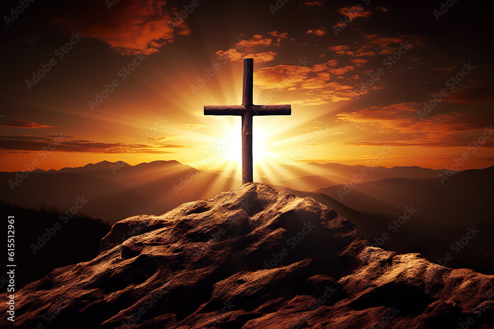 Divine Sunset The Cross of Jesus Christ Illuminated by Dramatic ...
