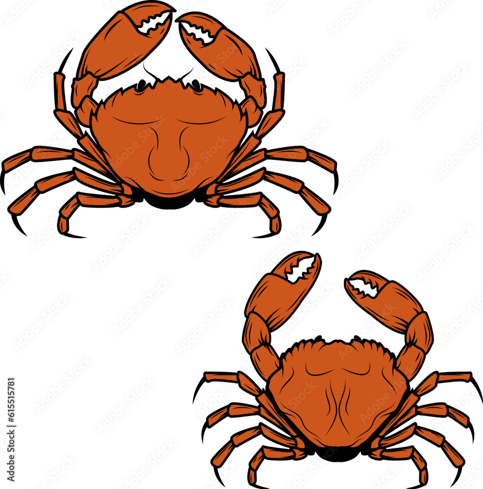 Set of the crabs icons in vector. Crab label. Crabs icons isolated on ...