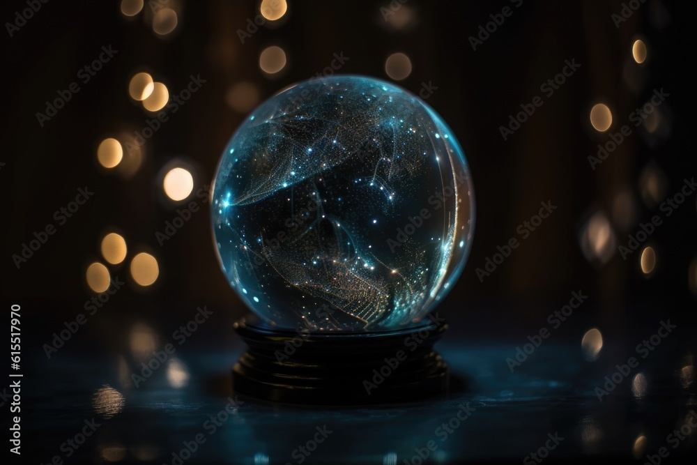 magic crystal ball, floating amidst a starry night sky, created with ...