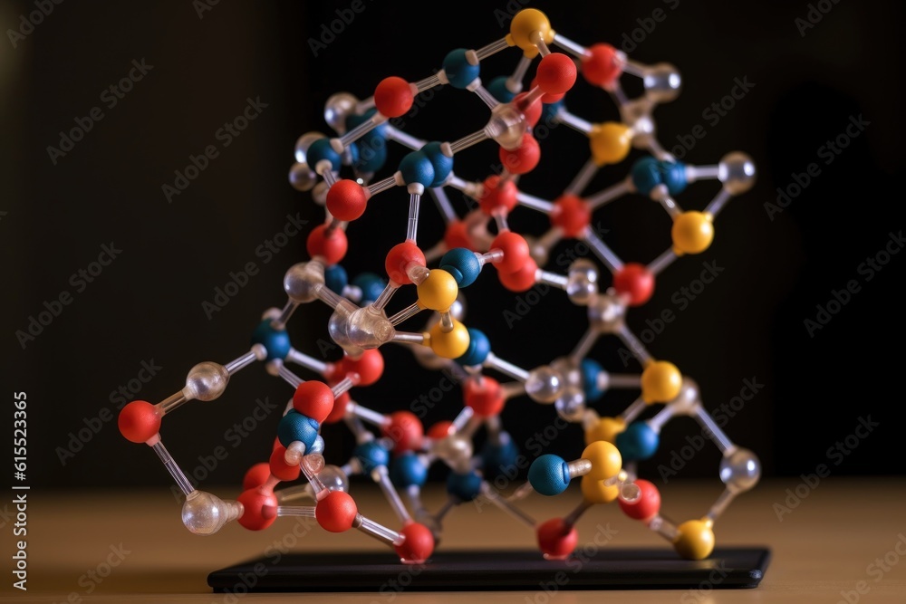 molecular model of dna double helix, with atoms and molecular bonds ...