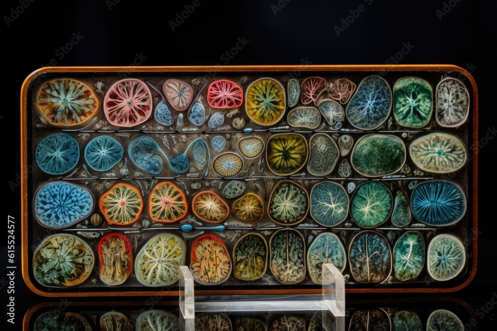 microscope slide with magnified view of plant cells and their intricate ...