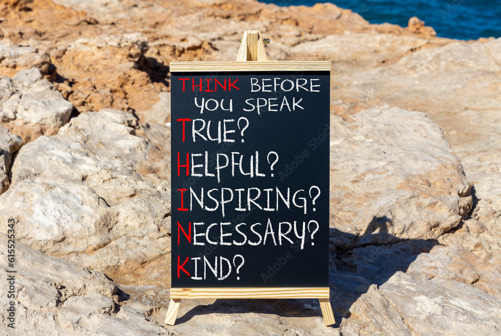 Think before you speak symbol. Concept words Think before you speak ...