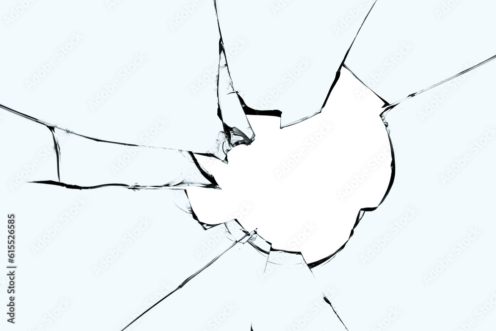 Cracks of broken glass, texture isolated on white background. Broken ...