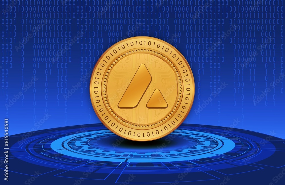 avalanche-avax virtual currency image in the digital background. 3d ...