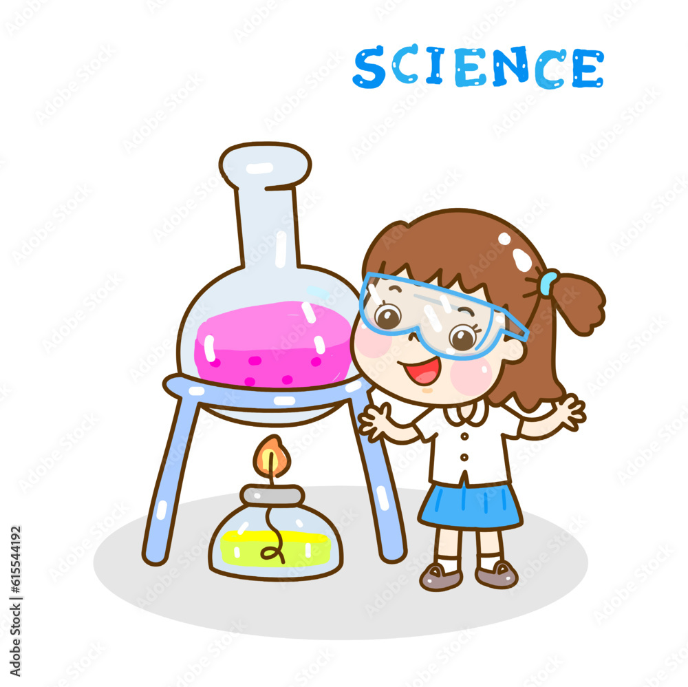 Cartoon kids learning science classroom. Stock Vector | Adobe Stock