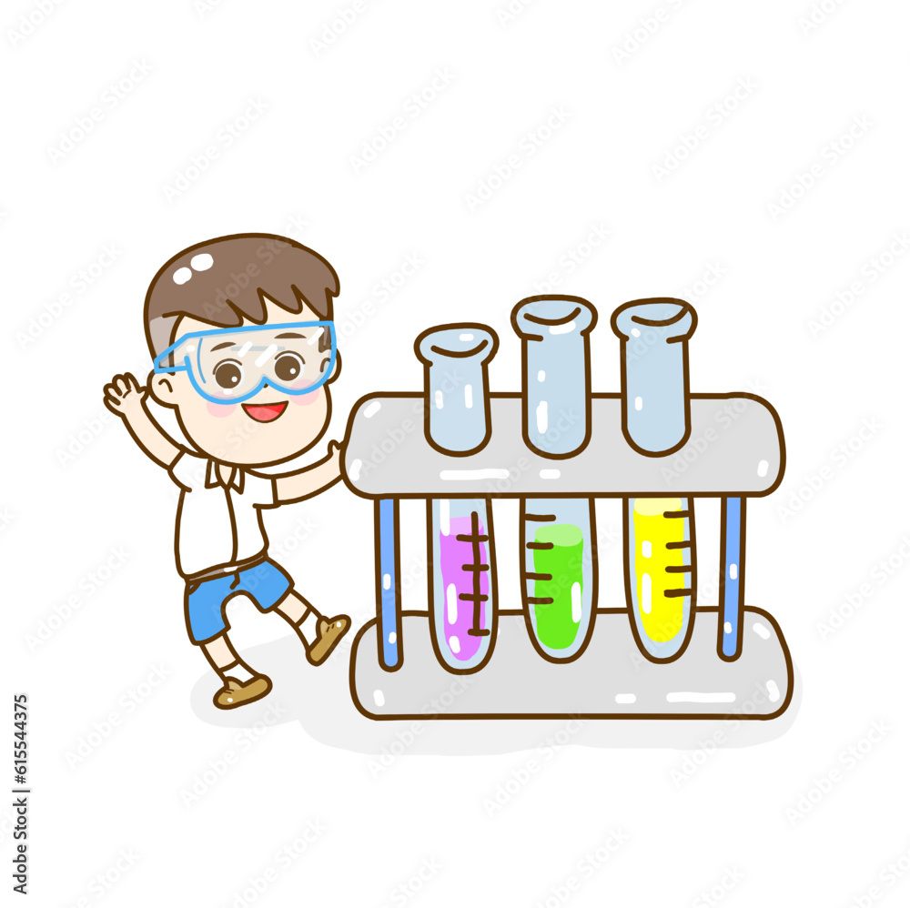 Cartoon kids learning science classroom. Stock Vector | Adobe Stock