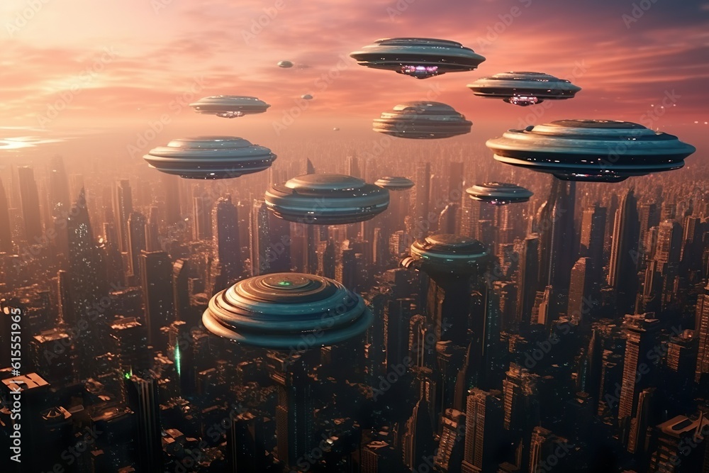 Vintage realistic illustration with alien ship on light background for ...