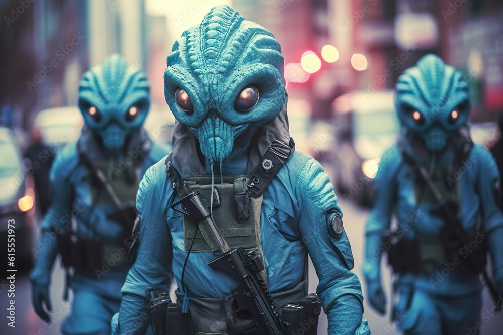 Vintage realistic illustration with alien ship on light background for ...