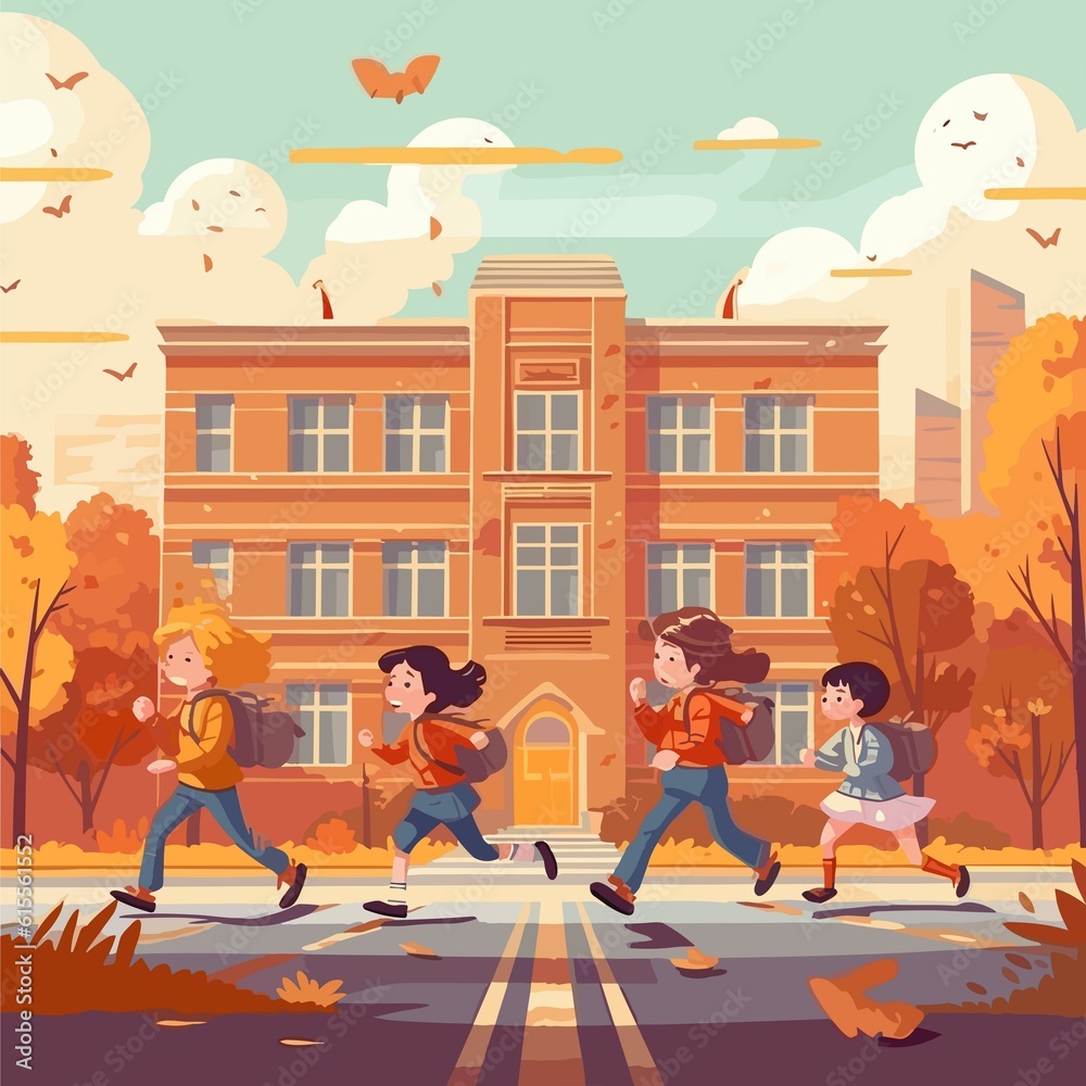 Children going to school vector illustration, students going to school ...