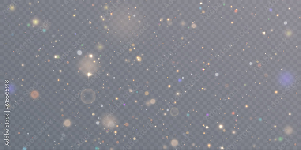 Light effect with lots of golden shiny shimmering particles isolated on ...