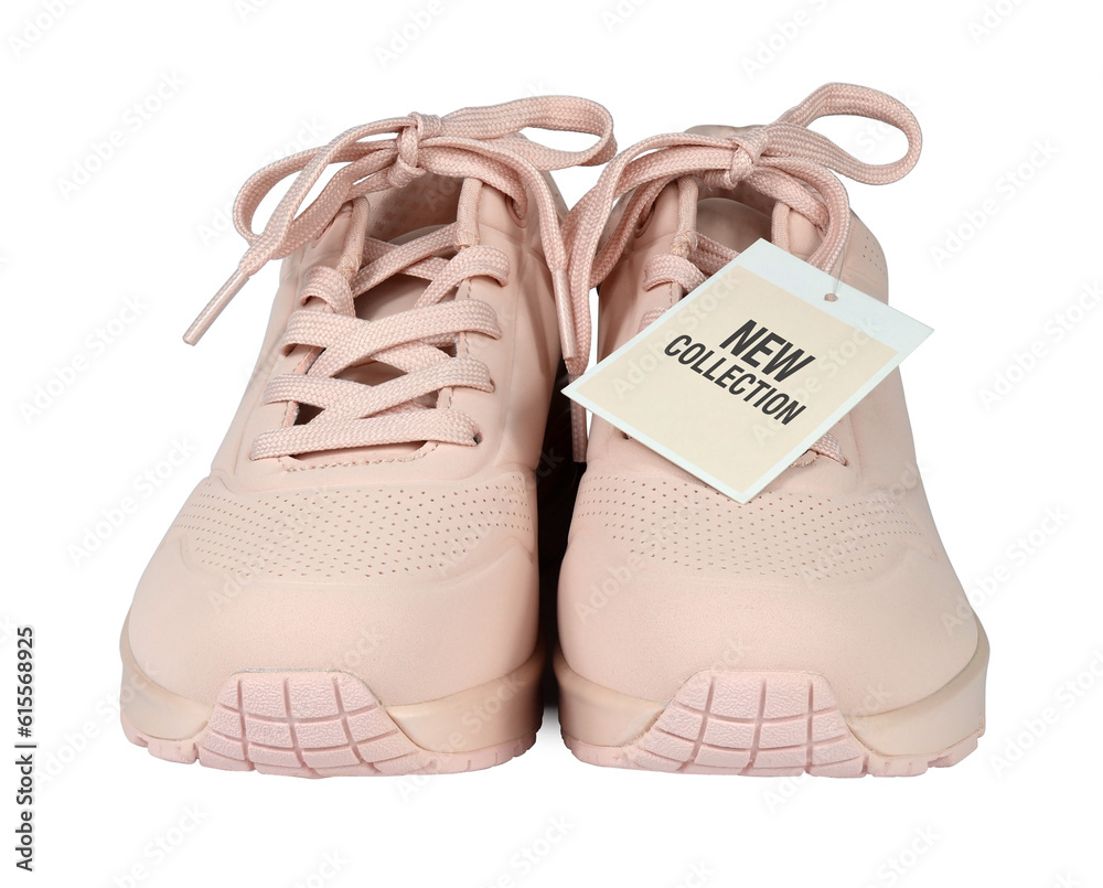Women's sneakers with a sale tag or a price card isolated from ...