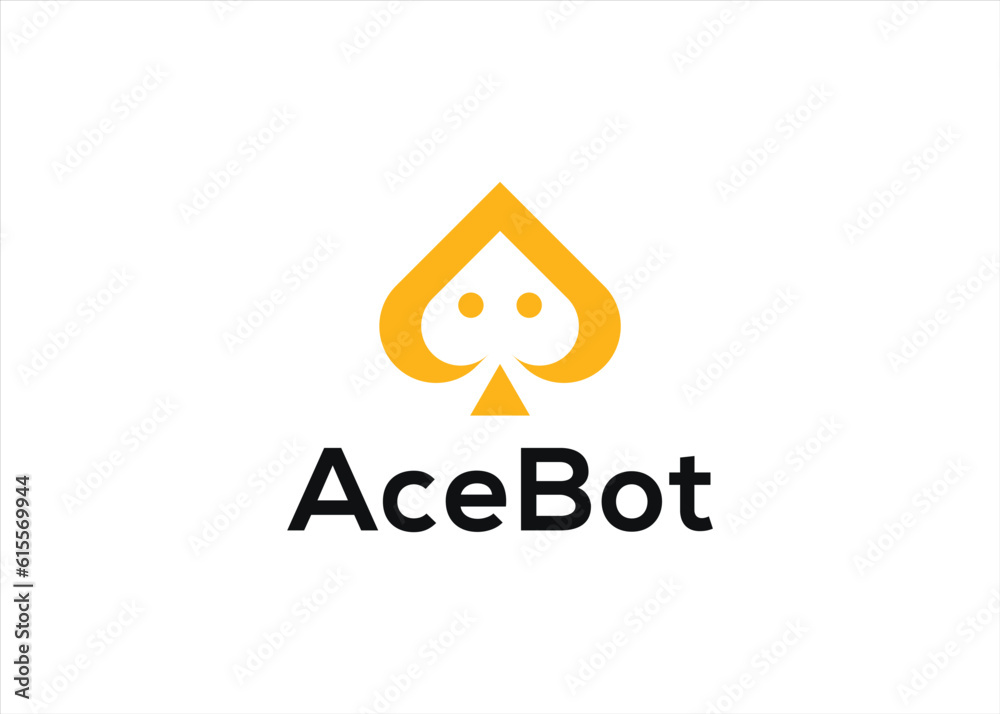 robot ace logo design vector silhouette illustration Stock Vector ...