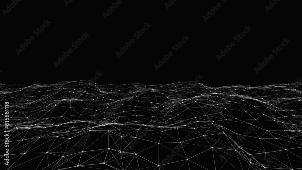 abstract plexus line and dots connection wave animation isolated on black background with 4k and ...