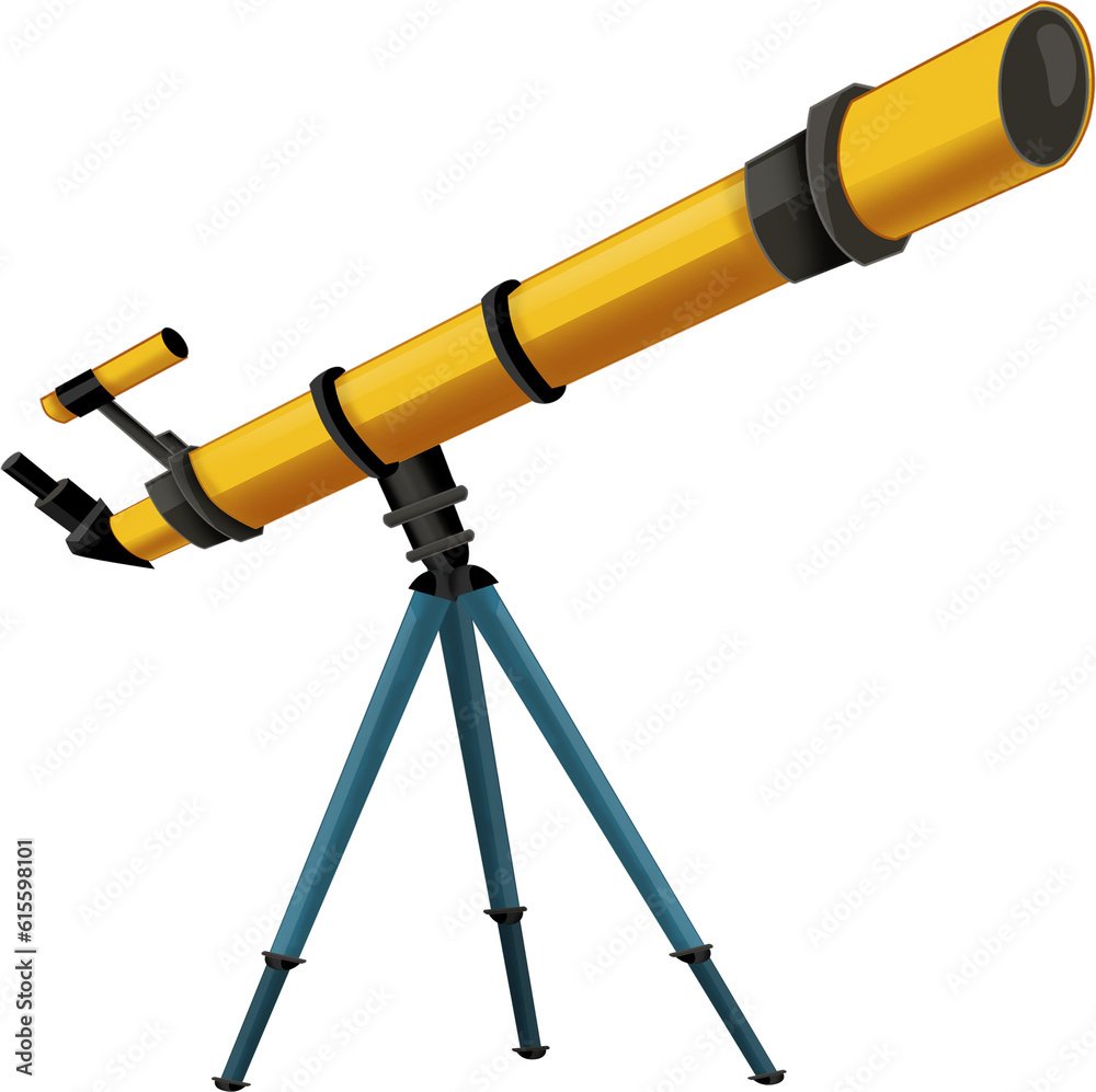cartoon scene with colorful telescope equipement isolated illustration ...