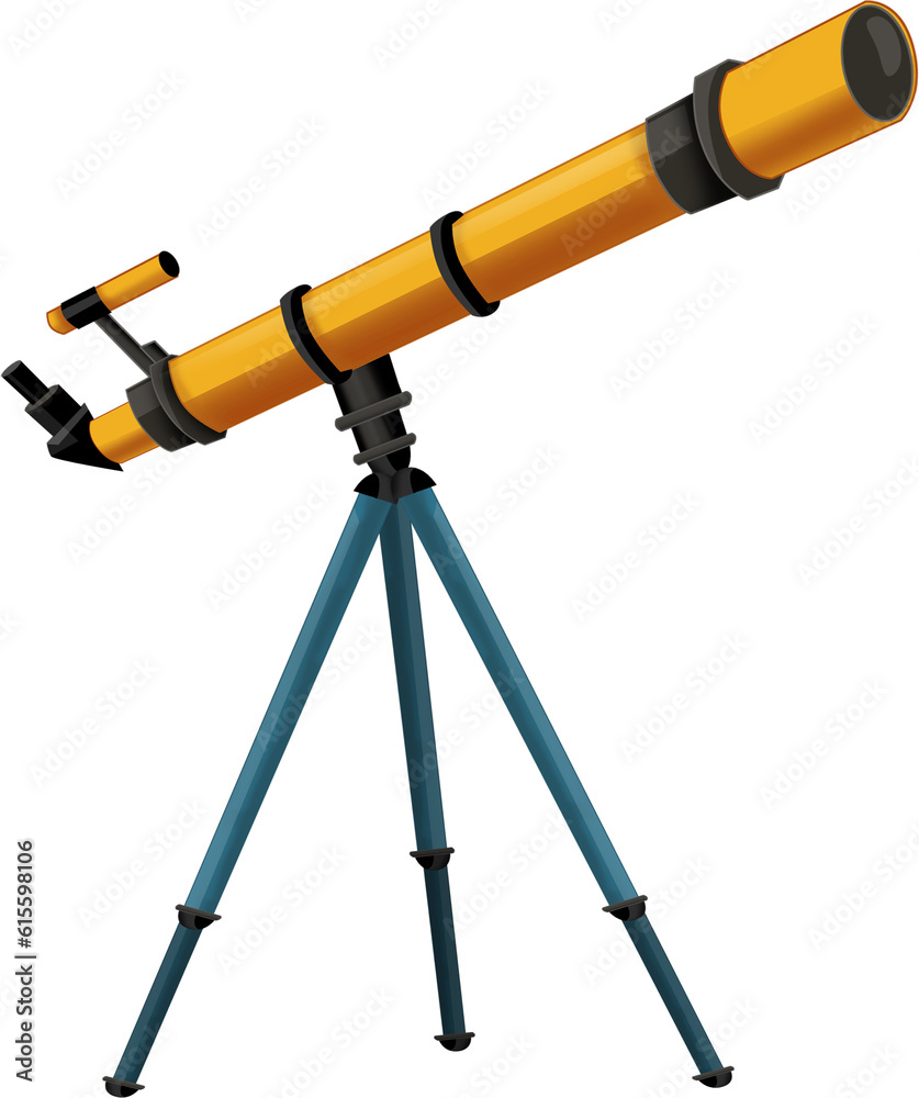 cartoon scene with colorful telescope equipement isolated illustration ...