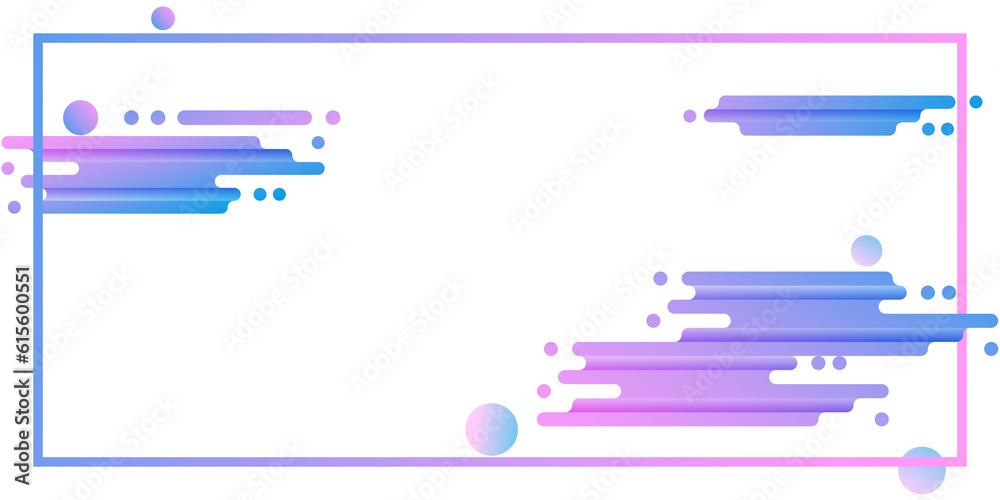 Frame with lilac blue streamlined abstract shapes and dots on ...