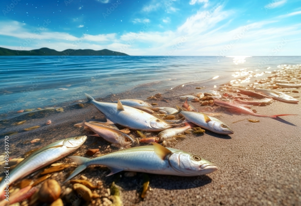 The fish suffer from deformities and diseases. Dead fish on the ...