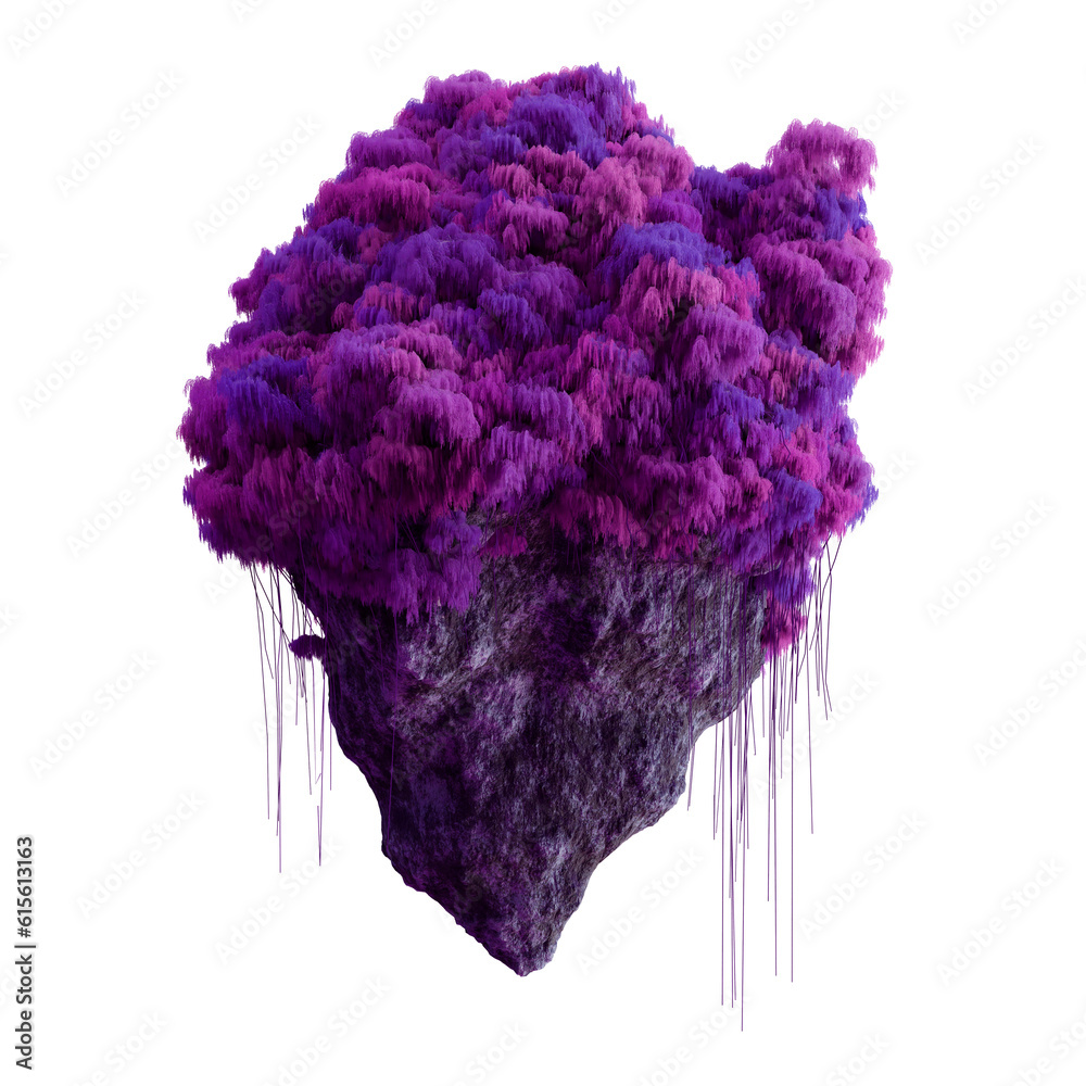 Colorful purple Rainforest on flying island. Avatar movie style. Stock ...