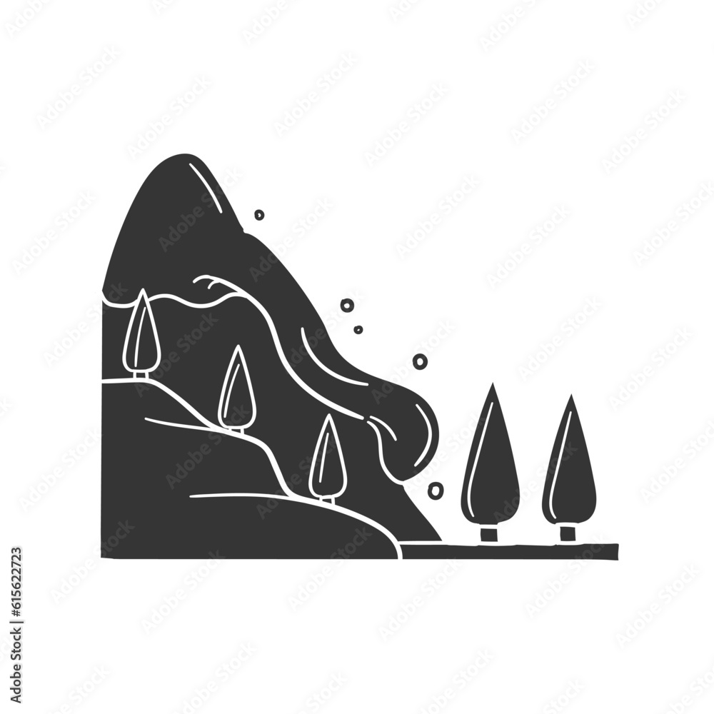 Avalanche Icon Silhouette Illustration. Mountain Snow Vector Graphic ...