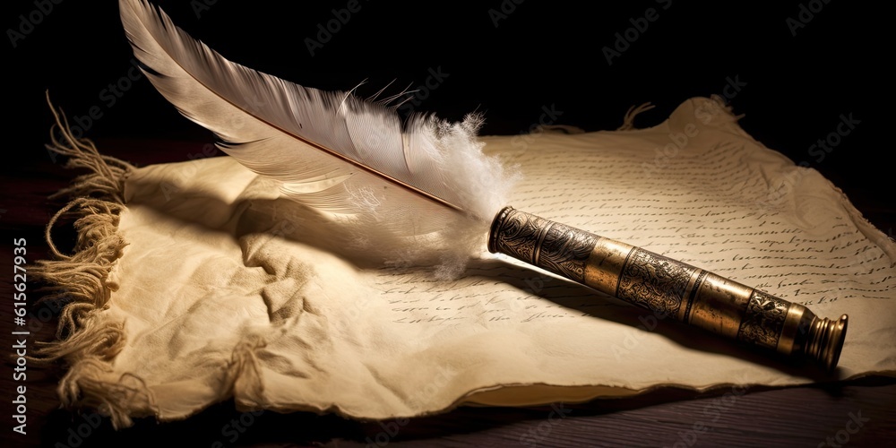 Parchment Scroll with Quill - Symbol of History Writing - AI Generated ...