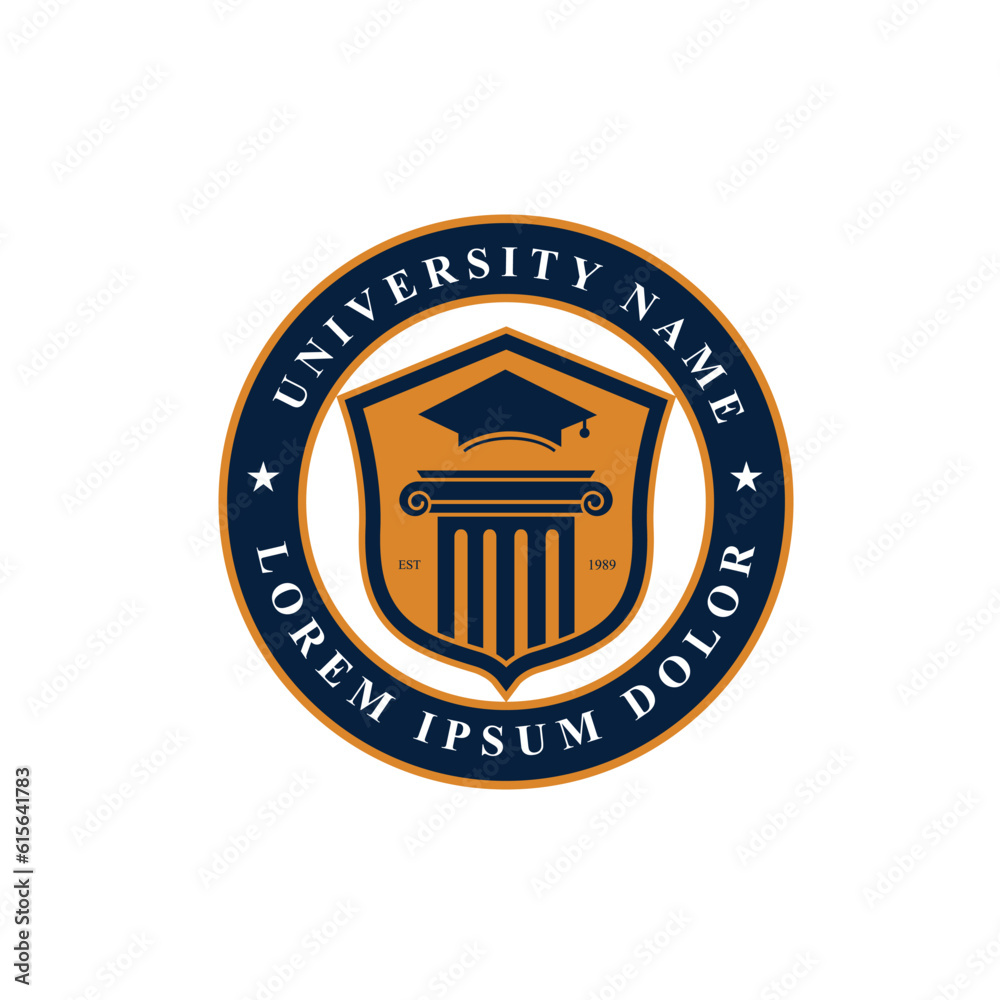 University college school badge logo design vector image. Education ...