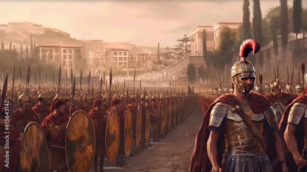 anchient roman background design, soldiers moments before entering the ...
