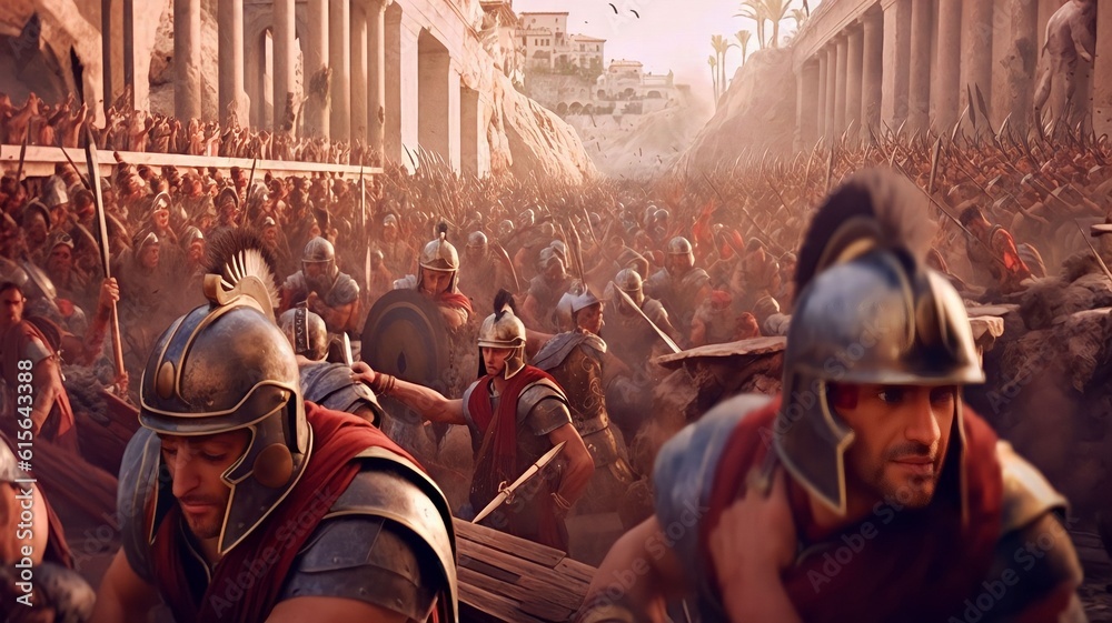 anchient roman background design, soldiers moments before entering the ...
