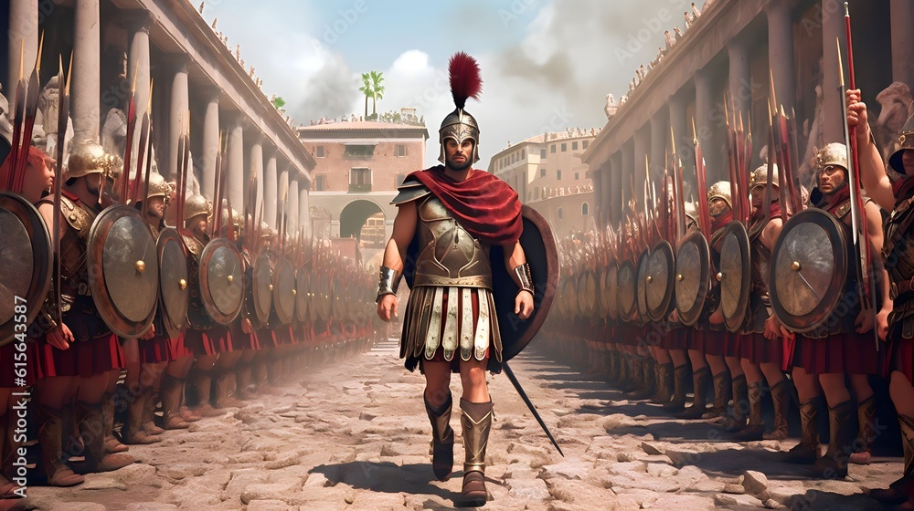 anchient roman background design, soldiers moments before entering the ...