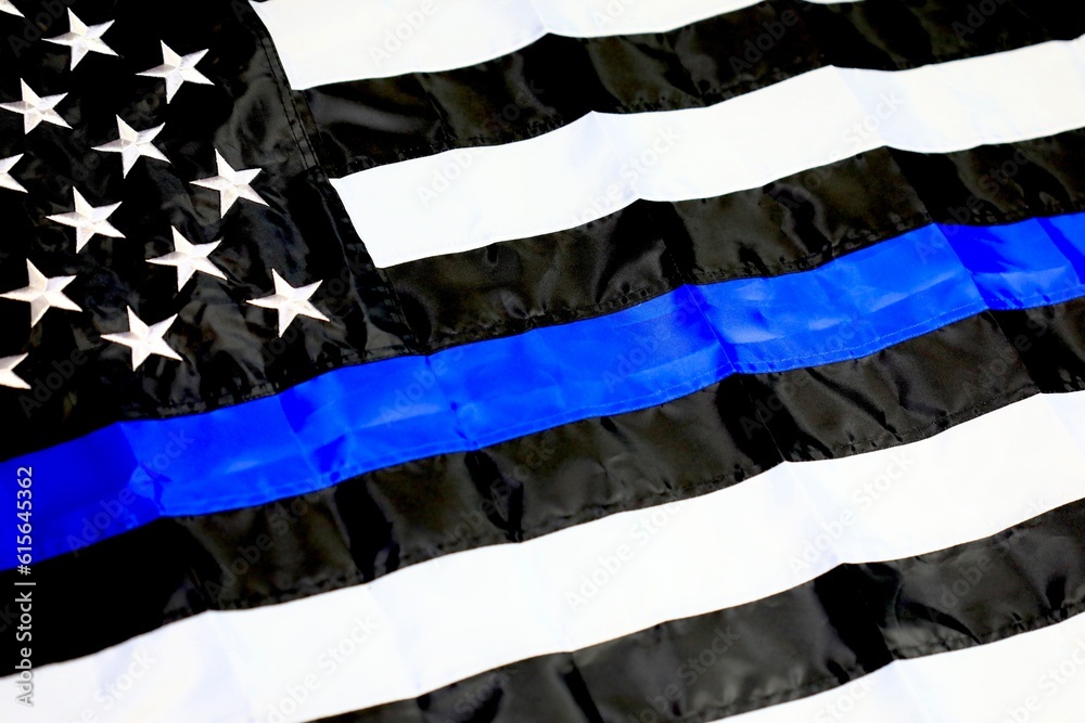Thin blue line police memorial flag Stock Photo | Adobe Stock
