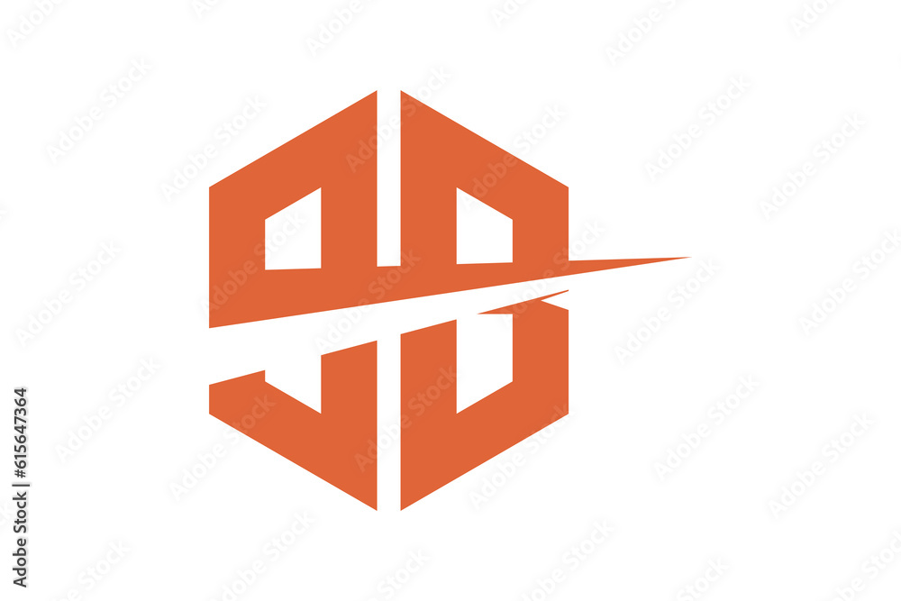 Unique SB letter logo in hexagon shape, orange color, suitable for ...