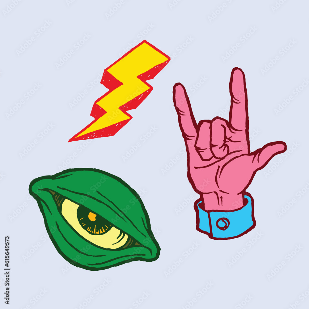 Vector With A Rock N Roll Theme There Are 3 Illustrations In It
