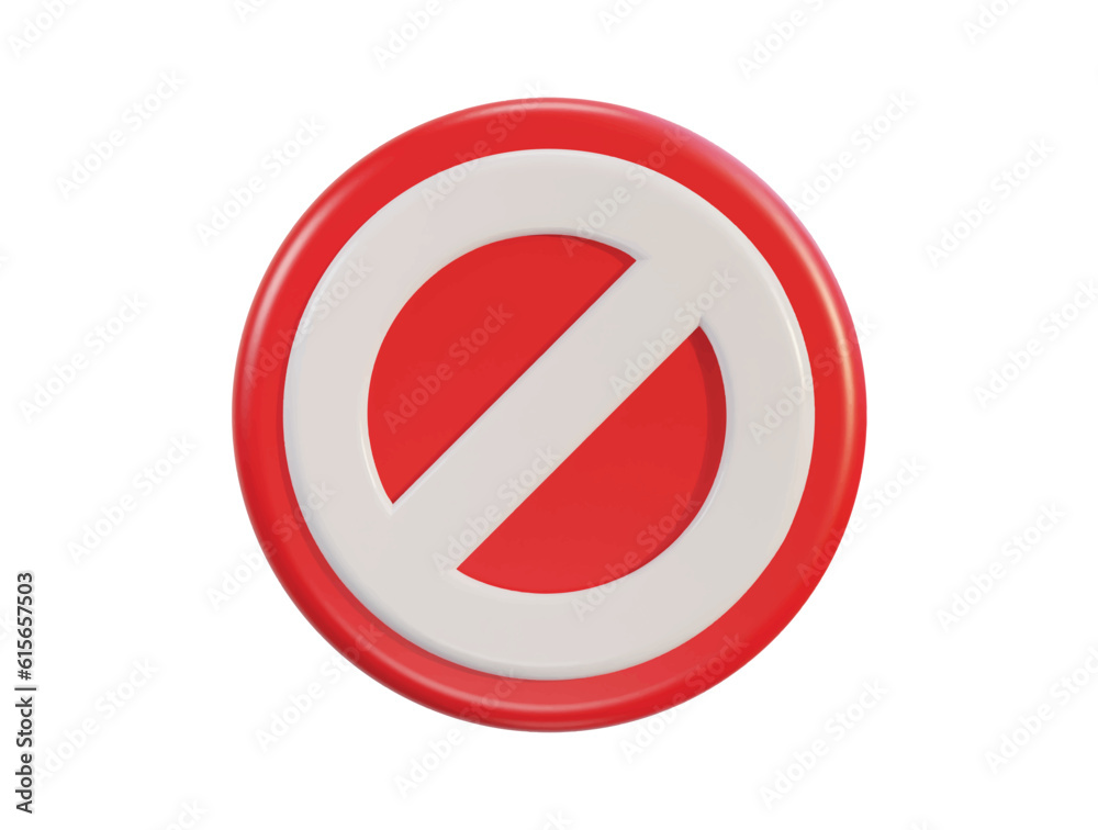 3d vector red prohibited sign no icon warning or stop symbol safety ...