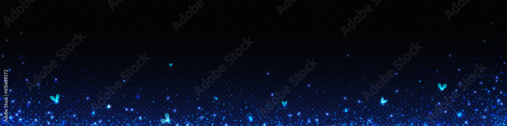 Blue magic firefly bug light glow vector effect. Glowworm dust spell ...