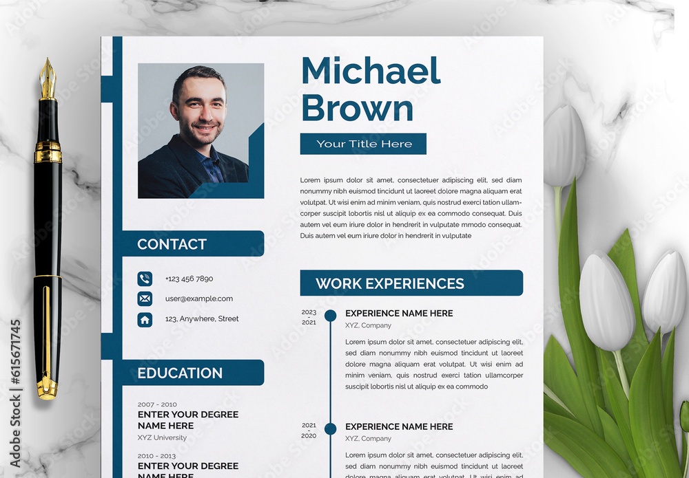 Interview Resume Design Stock Template | Adobe Stock