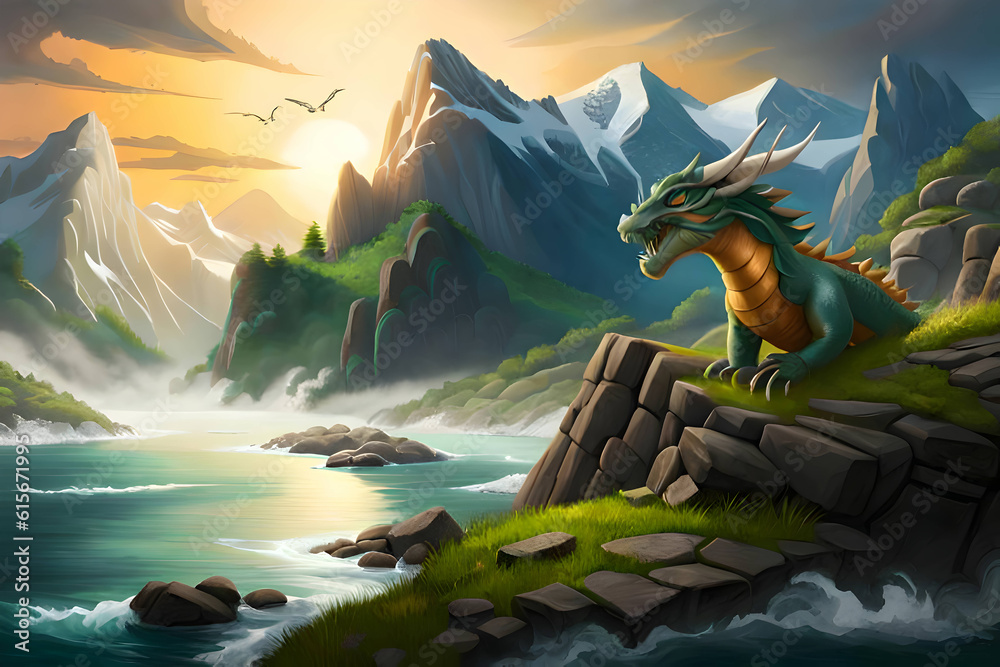 Behold the captivating artistry of "Fireborn Majesty," a stunning ...