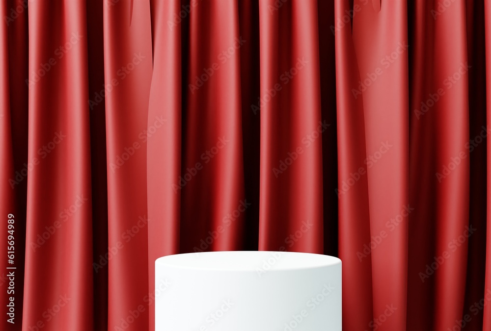 Podium with red curtain background for display product. Product ...