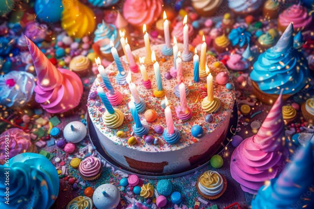 Birthday background. Vibrant colors, super photo realistic. Generative ...
