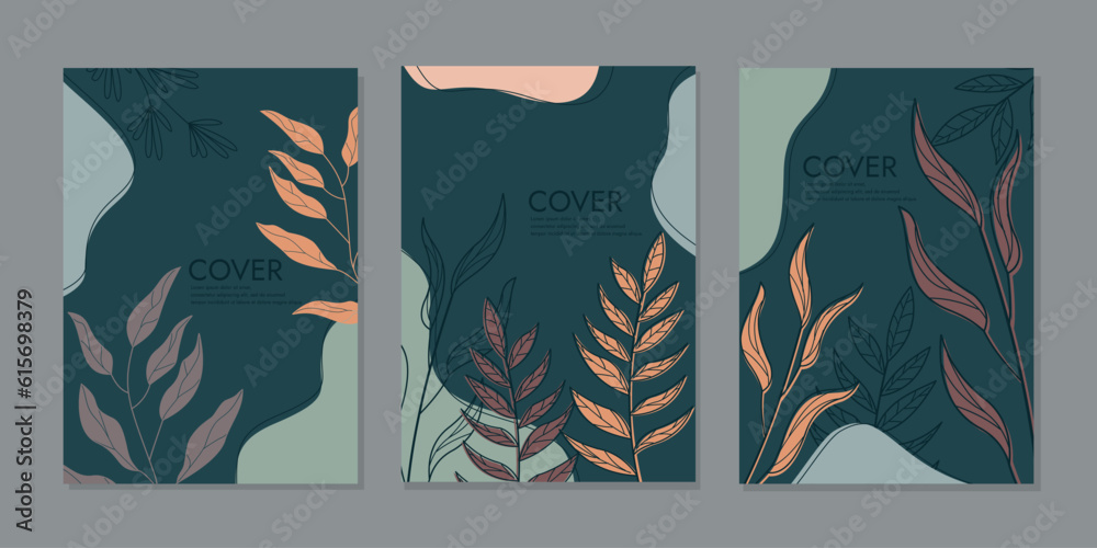Beautiful book cover design with floral pattern. hand drawn botanical ...