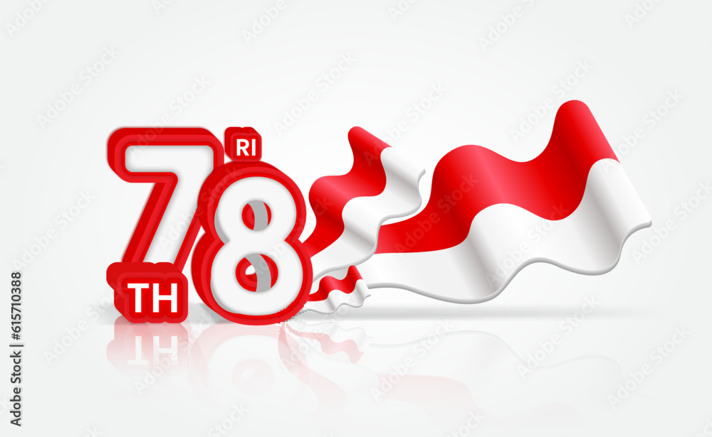 78th indonesia independence day 3d logo and indonesian flag. Design for ...